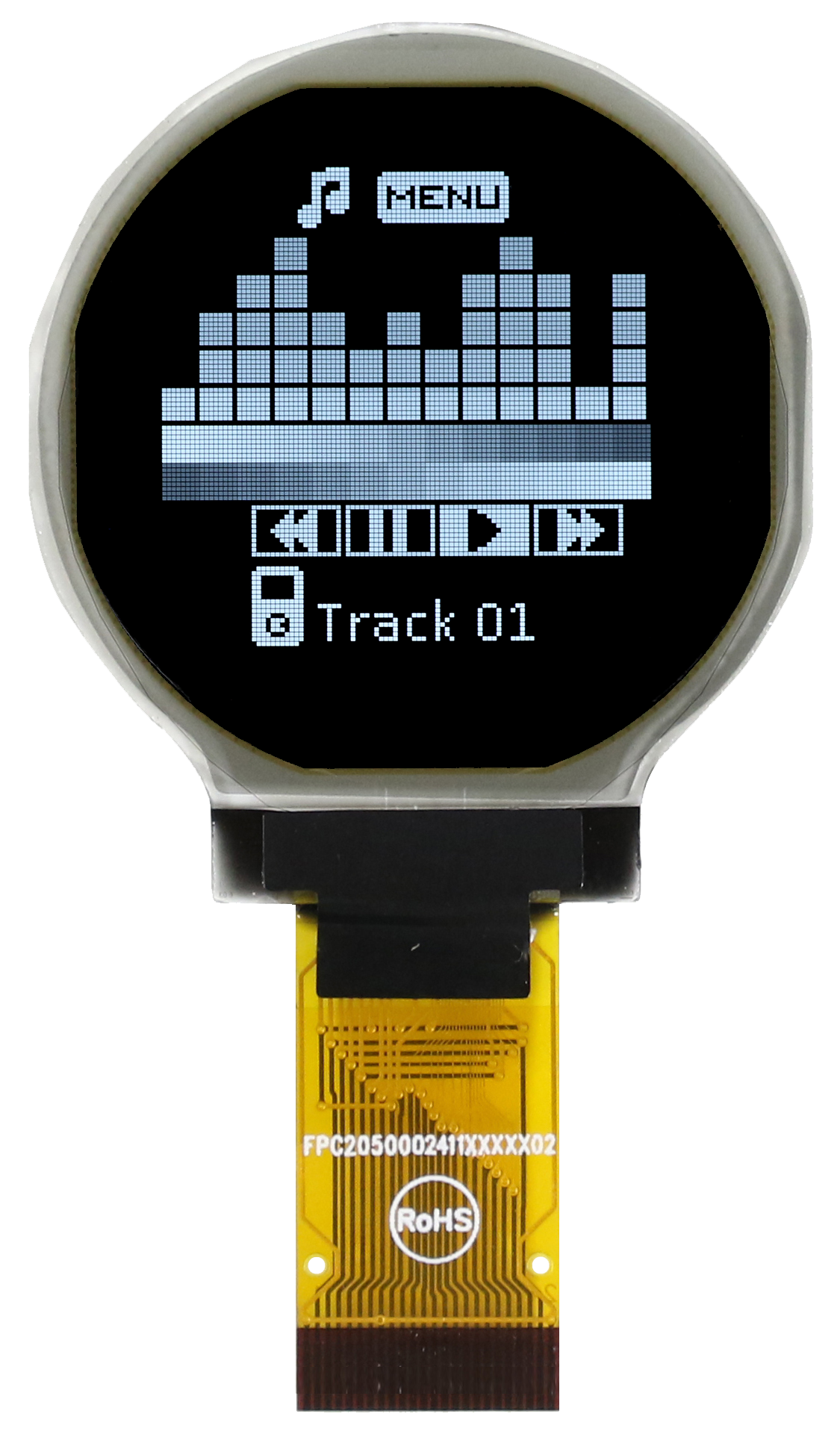 CW38 - Raystar PMOLED REX128128BWPP3N00001